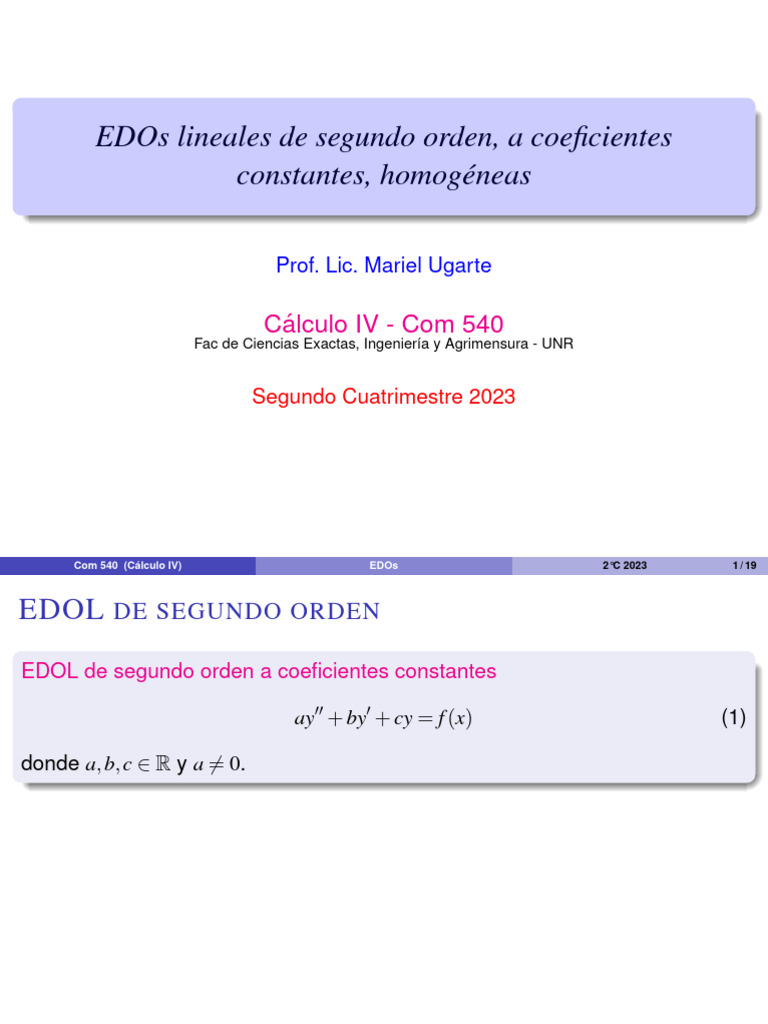 EDOs Segundo Orden Homog | PDF | Ecuación diferencial ordinaria ...