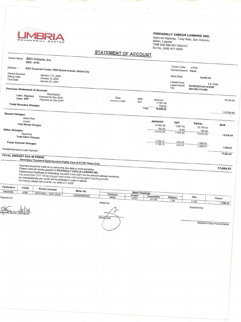 Jan 2024 Soa-Bdo Atm | PDF