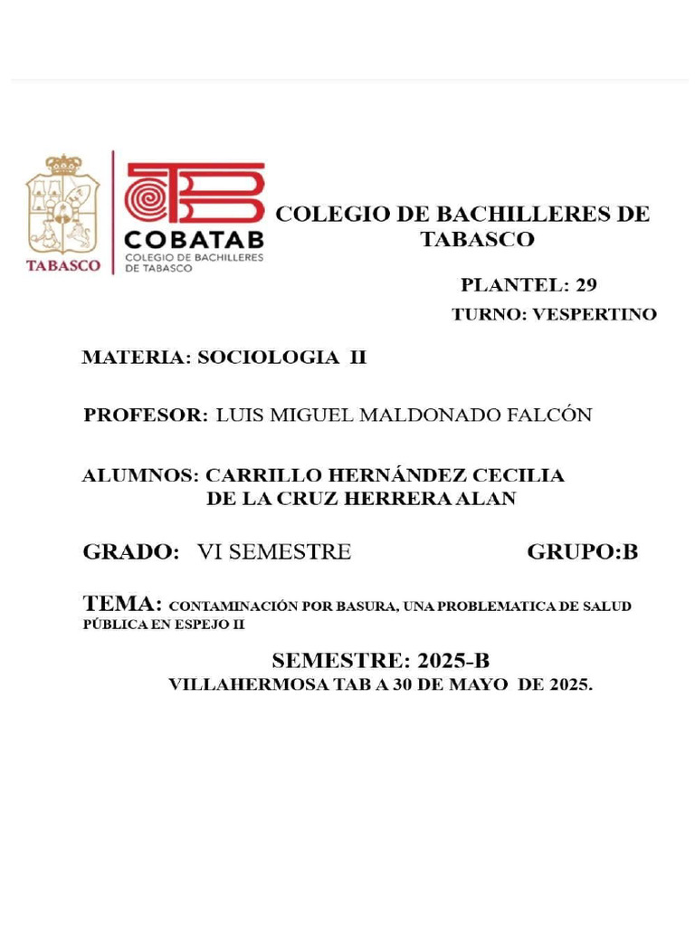 Contaminación en Colonia Espejo II | PDF | Residuos | Contaminación