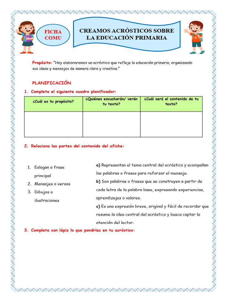 Acrósticos Creativos sobre Educación Primaria | PDF | Educación ...
