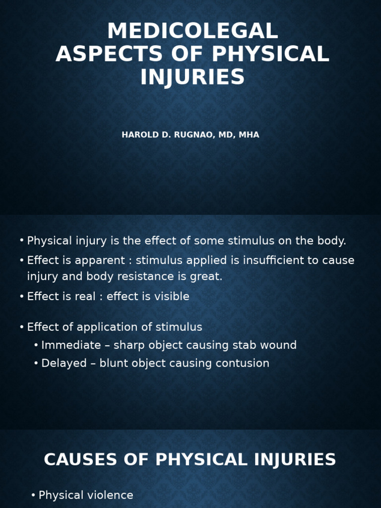 Medicolegal Aspects of Physical Injuries | PDF | Healing | Bleeding