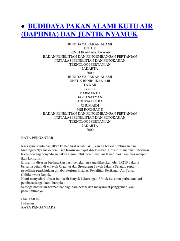 Budidaya Pakan Alami Kutu Air | PDF | Teknologi & Rekayasa