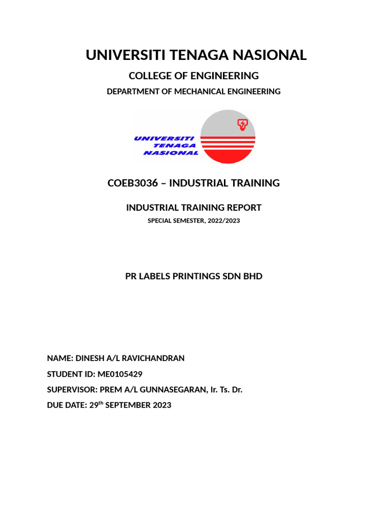 Industrial Training Report at PR Labels | PDF | Internship | Job Hunting