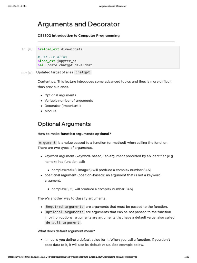 Arguments and Decorator | PDF | Parameter (Computer Programming) | Anonymous Function