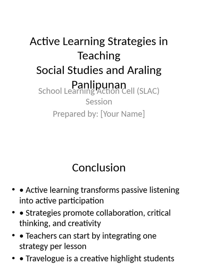 SLAC Active Learning Strategies Updated | PDF | Learning | Behavior Modification
