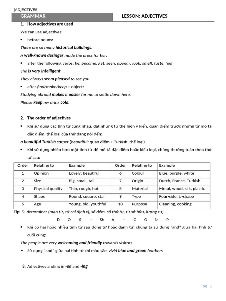 Understanding Adjectives in English Grammar | PDF | Adjective | Linguistics