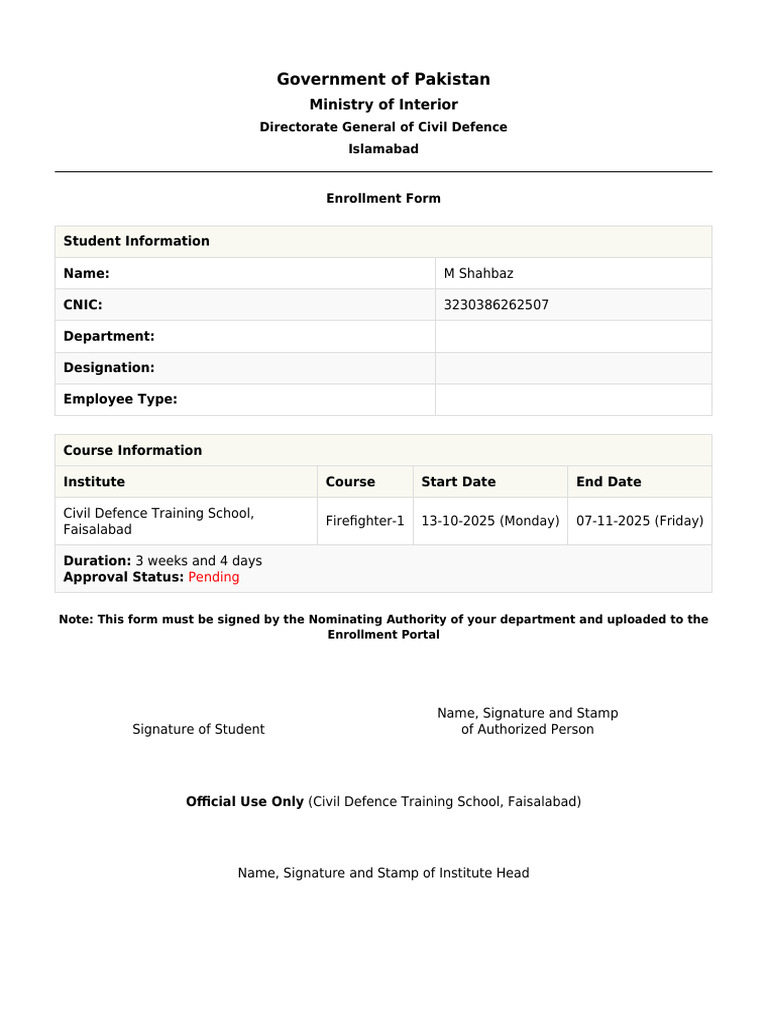 Enrollment Form 224 | PDF
