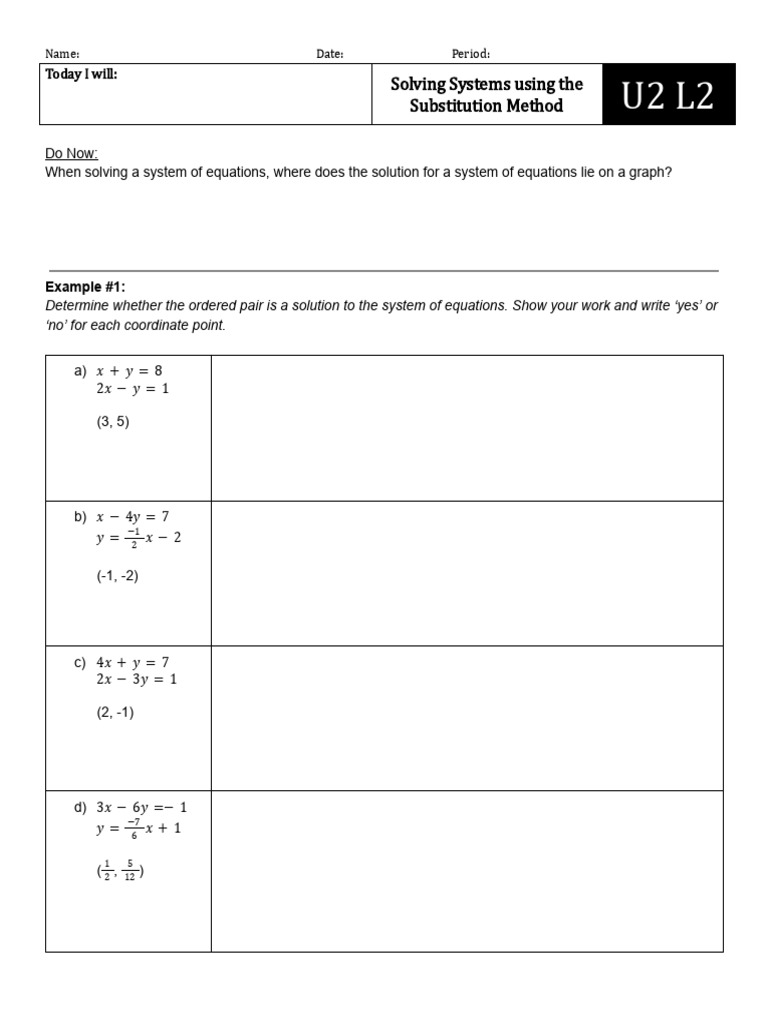 L2 - Systems - Substitution Method | PDF