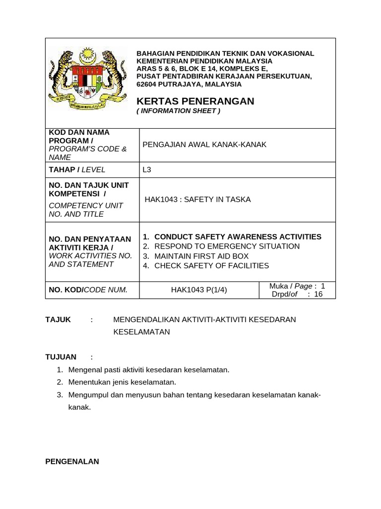 Kertas Penerangan: Kod Dan Nama Program | PDF