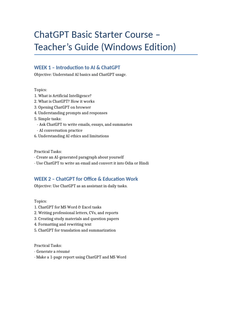 ChatGPT Basic Starter Course Windows Edition (1) | PDF