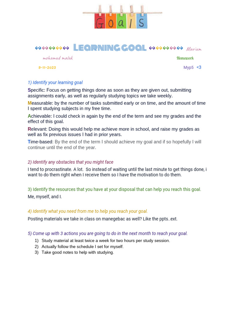 Learning Goal 1 | PDF