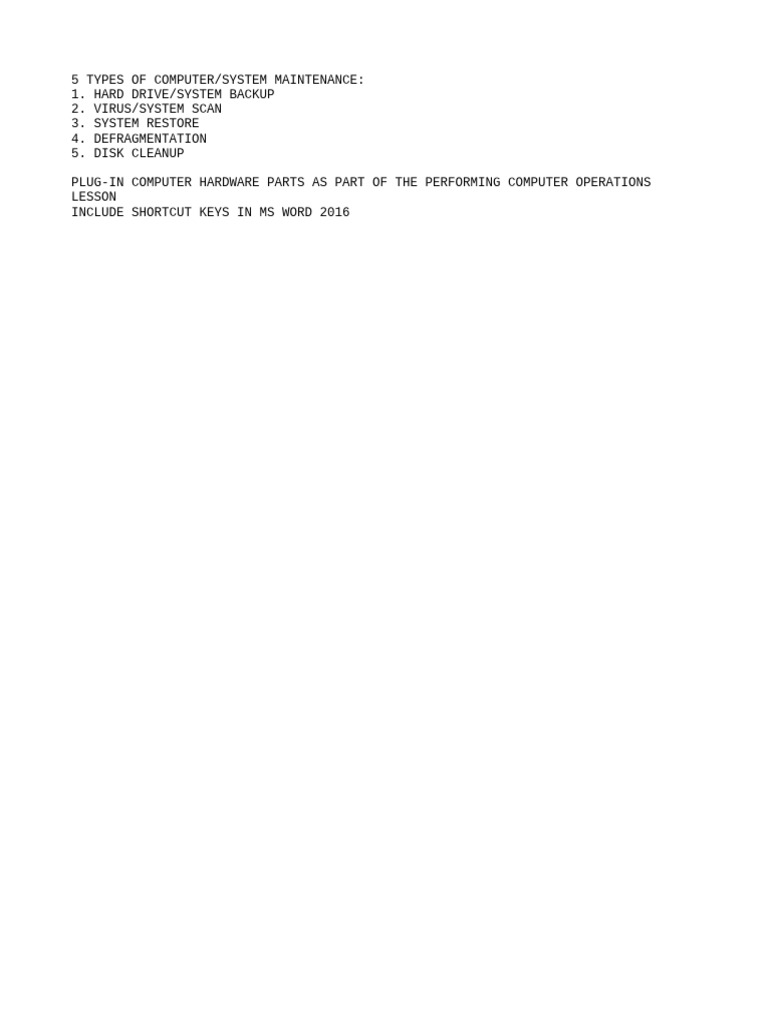 Types of Computer Maintenance Explained | PDF