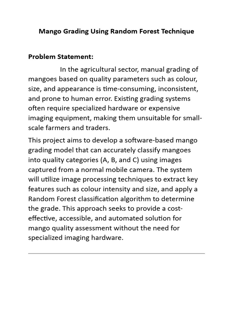 Mango Grading Using Random Forest Technique PS | PDF