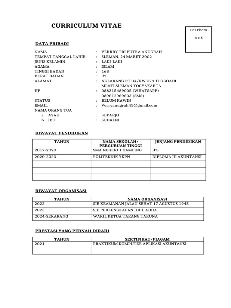 Contoh Format CV | PDF