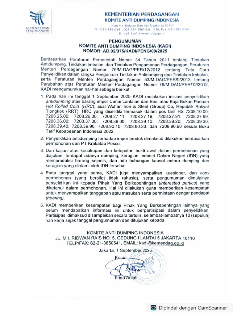 Anti-dumping Probe Announcement | PDF