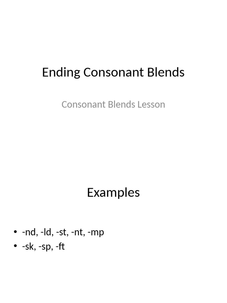Ending Consonant Blends | PDF