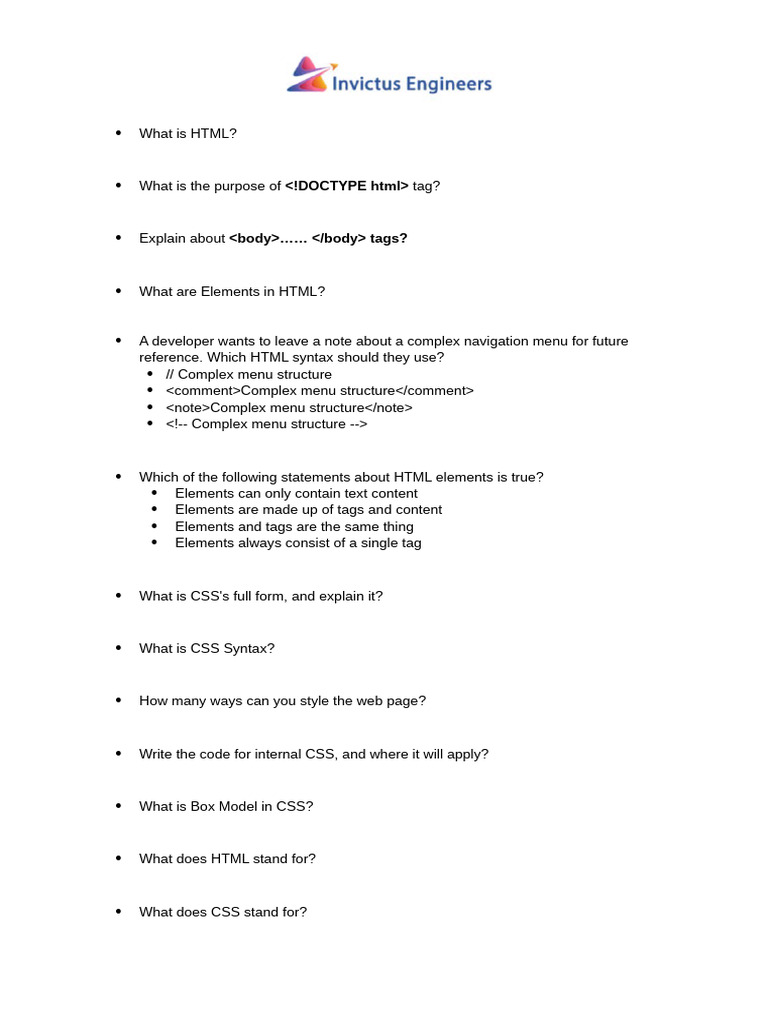 HTML CSS Assignment Questions | PDF