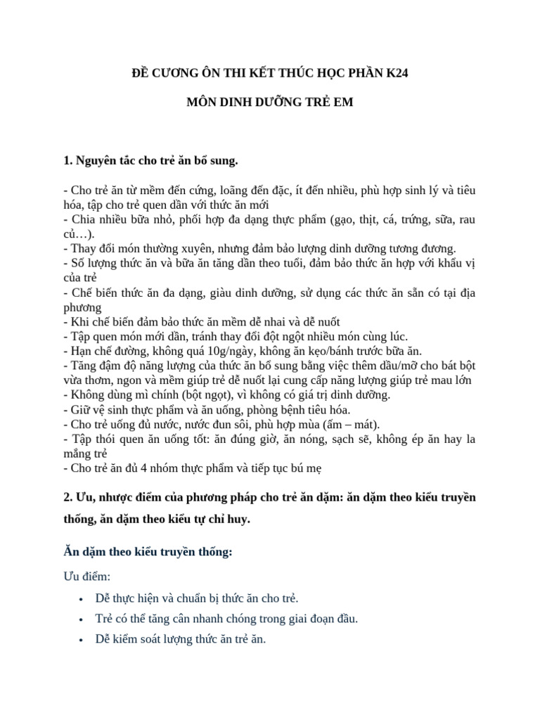 Đề Cuong Dinh Dưuoxng | PDF