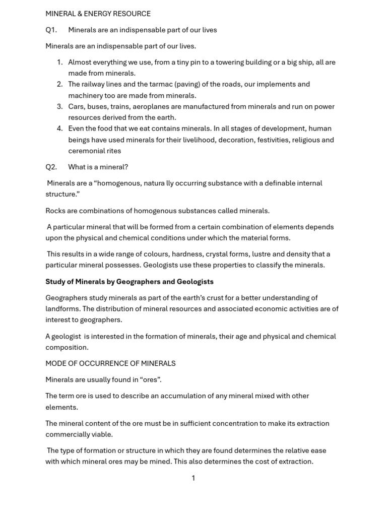 Overview of Mineral Resources in India | PDF | Coal | Ore