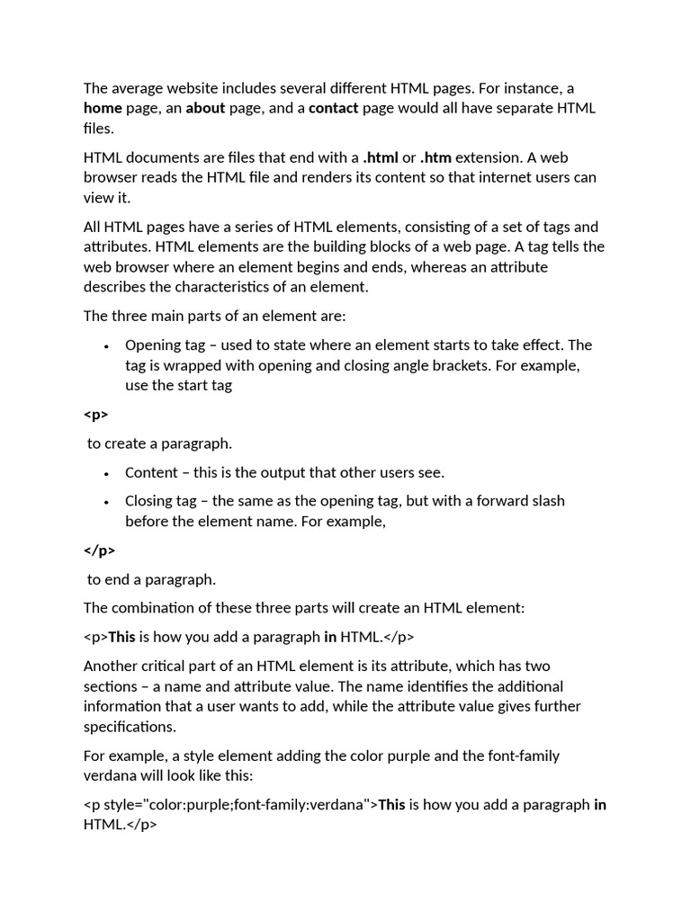 HTML | PDF | Html Element | Html