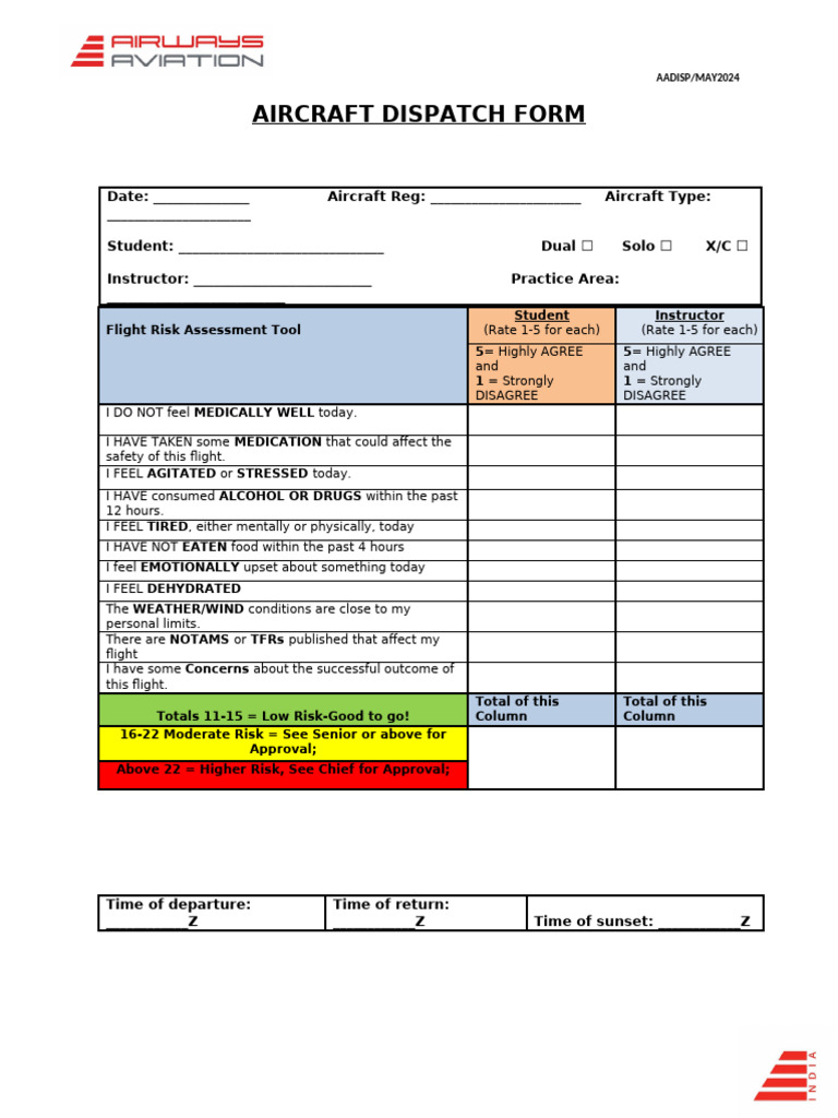 Aa Dispatch Form | PDF | Aviation