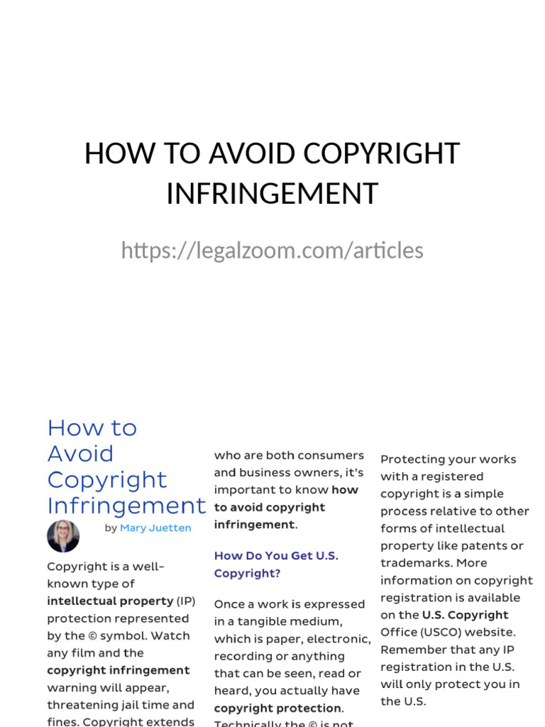 Avoiding Copyright Infringement Tips | PDF