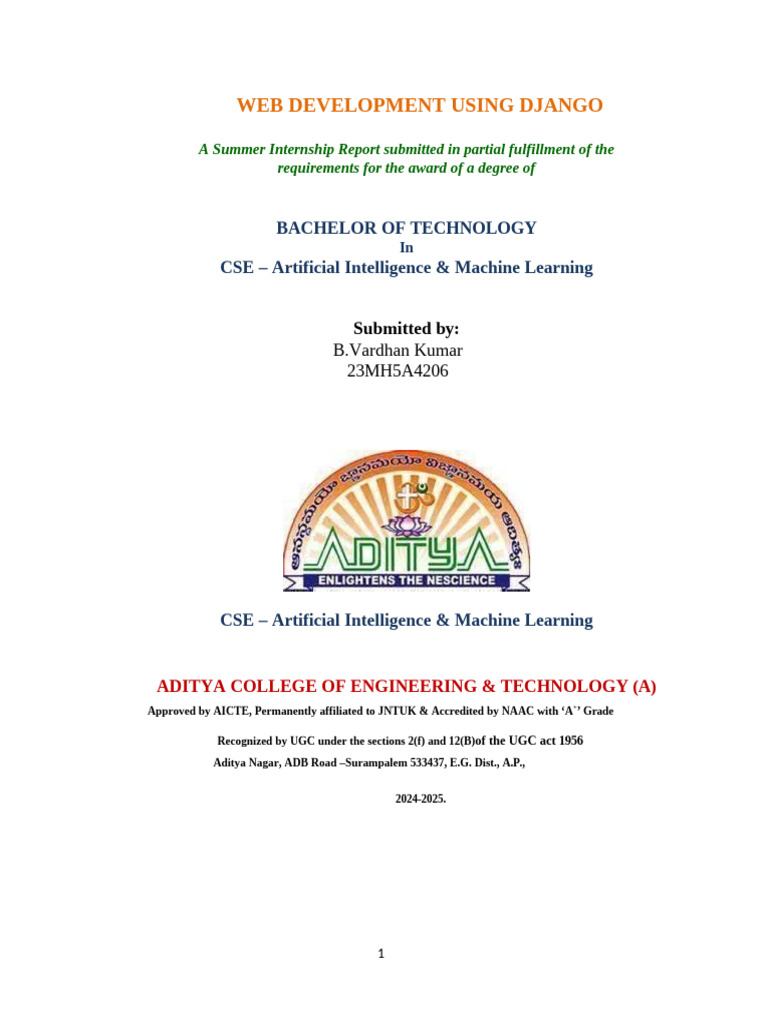 Web Development Internship Report | PDF | Databases | World Wide Web