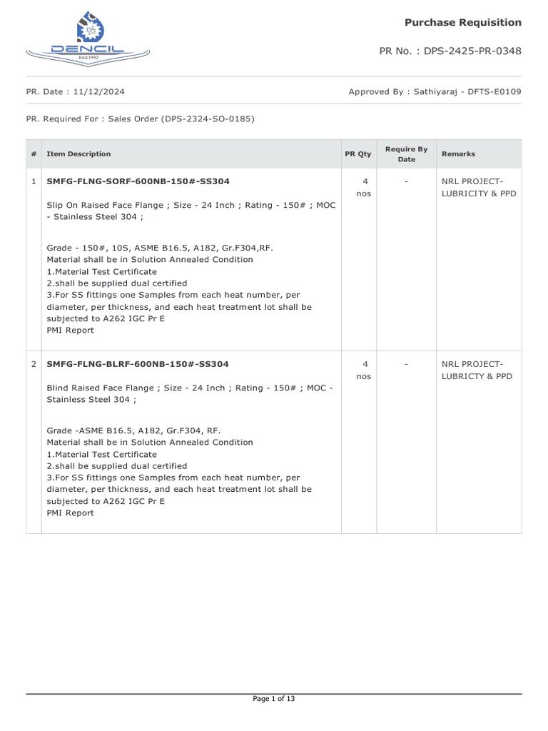 DPS-2425-PR-0348 - Flanges & Fittings | PDF | Pipe (Fluid Conveyance ...