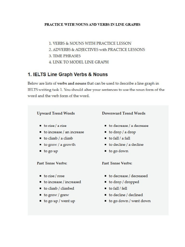Practice With Nouns and Verbs in Line Graphs | PDF