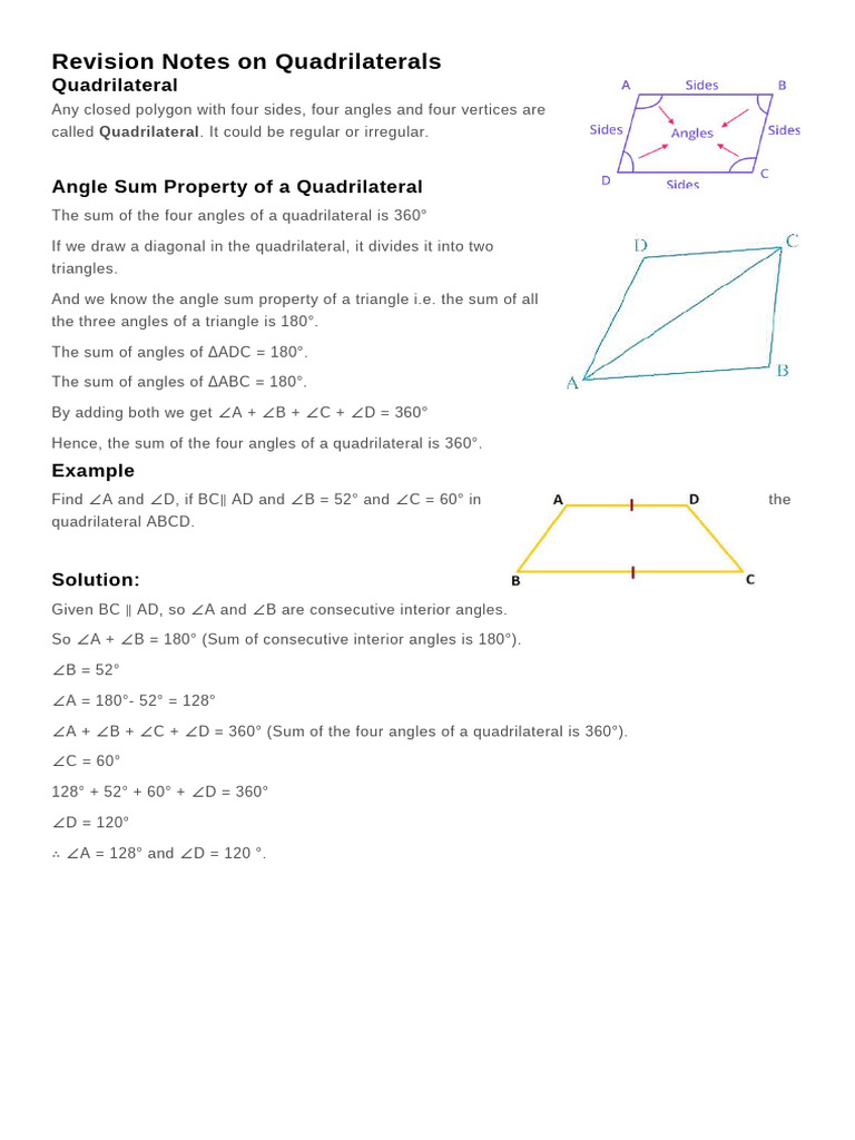 Revision Notes On | PDF | Rectangle | Euclidean Plane Geometry