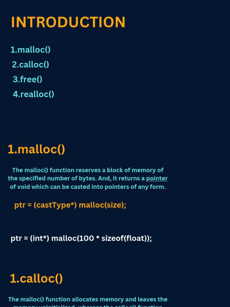 1.malloc 2.calloc 3.free 4.realloc | PDF