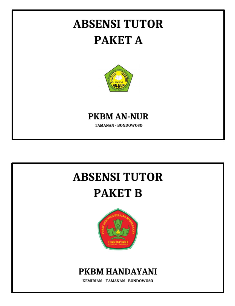 Cover Absen Tutor | PDF