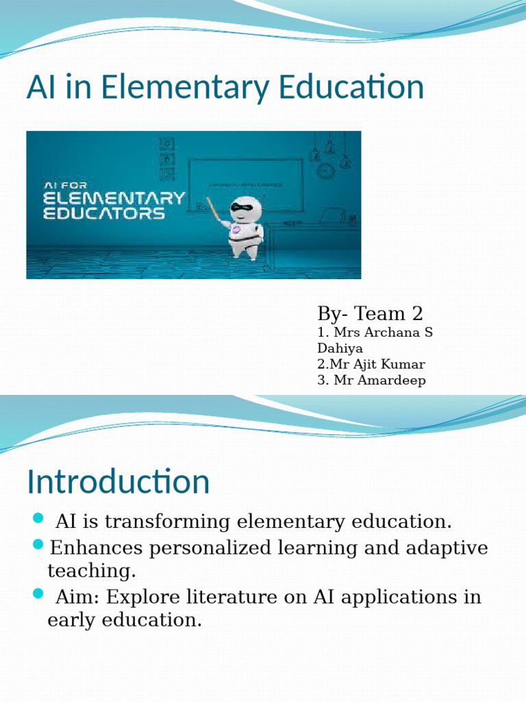 AI in Elementary Education: By-Team 2 | PDF