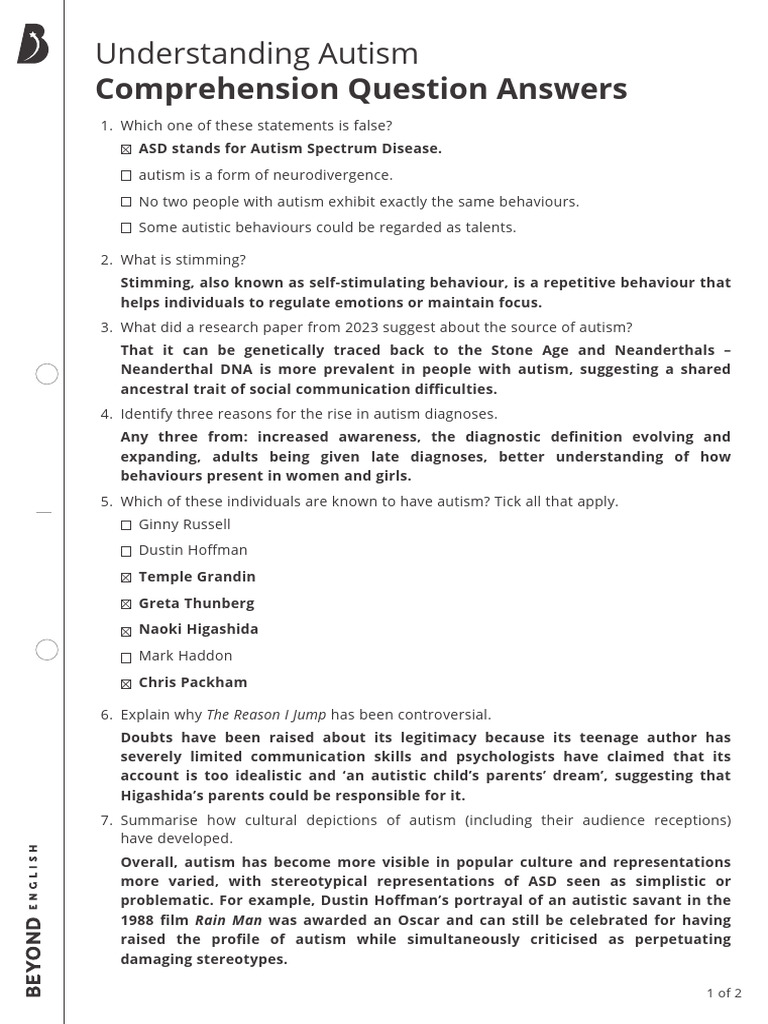 Autism Understanding and Insights Guide | PDF | Autism | Behavioural ...