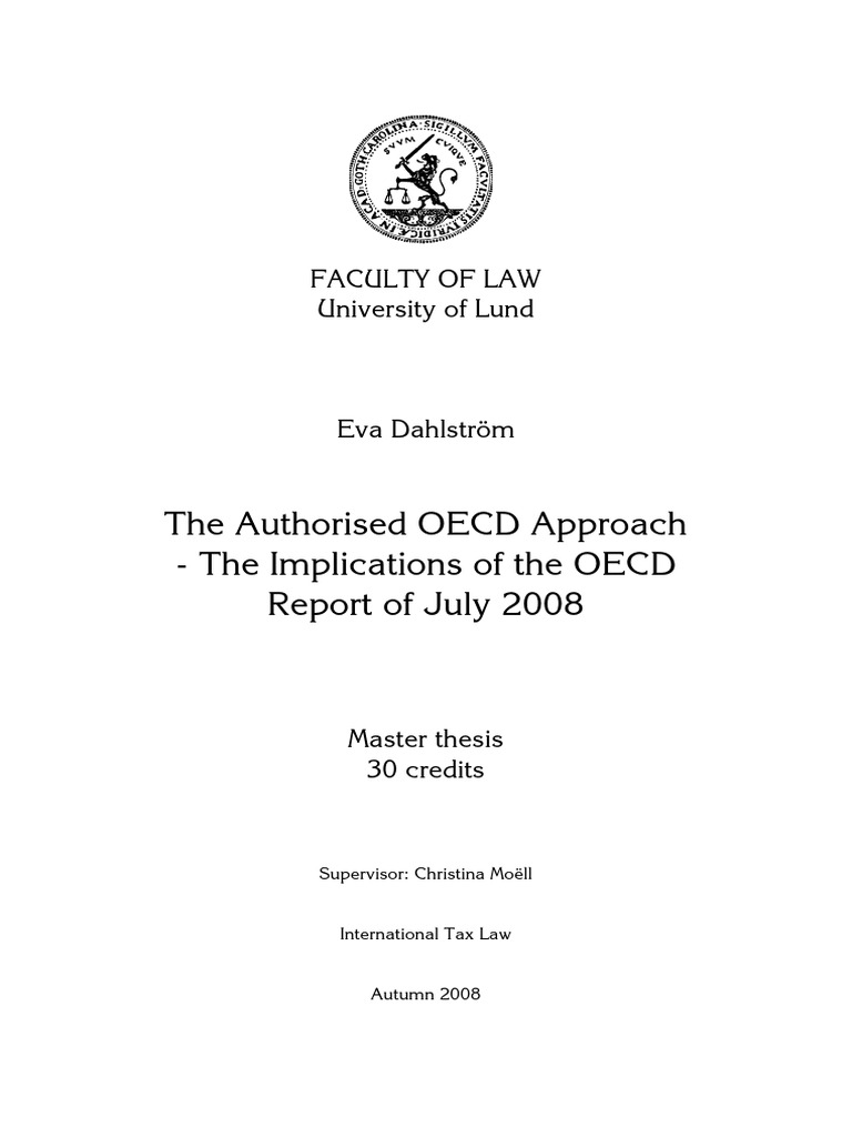 The Authorised OECD Approach - The Implications of The OECD Report of ...