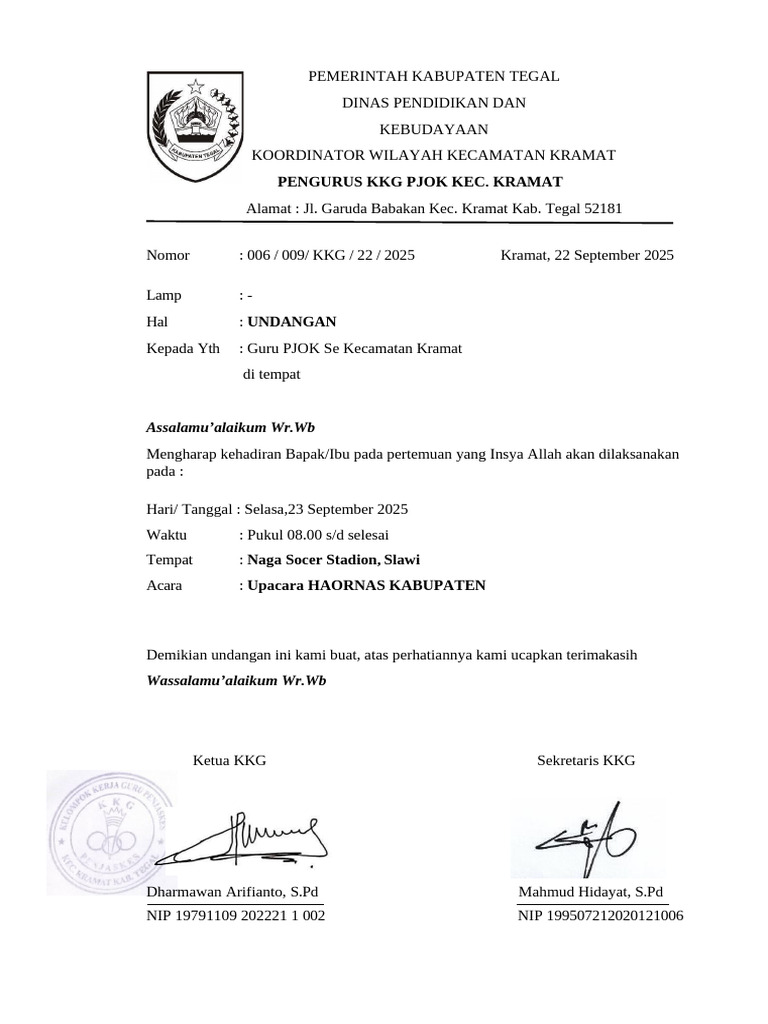 Undangan KKG September 2025 | PDF