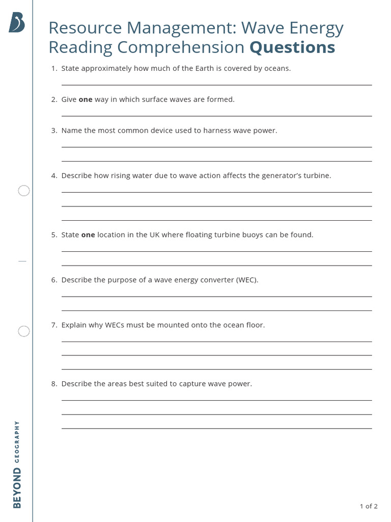 Wave Energy Resource Questions | PDF