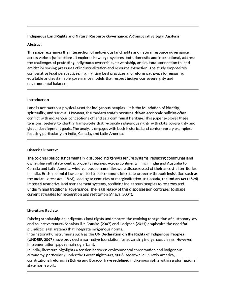Indigenous Land Rights and Natural Resource Governance | PDF ...