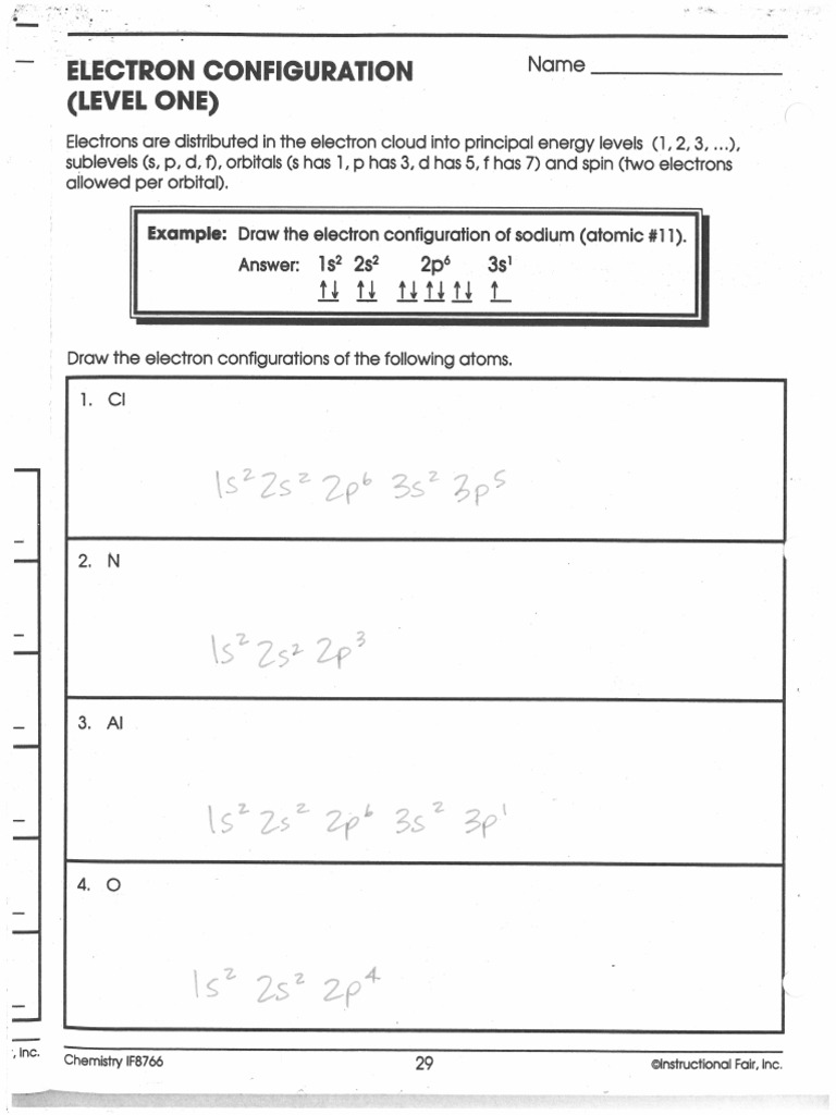 Answers - Ch4 Electron Configurations Ws | PDF