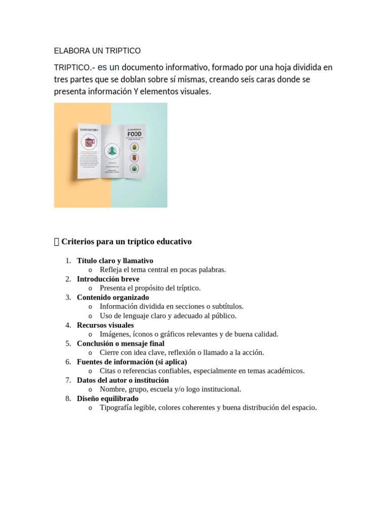 Cómo Elaborar un Tríptico Educativo | PDF