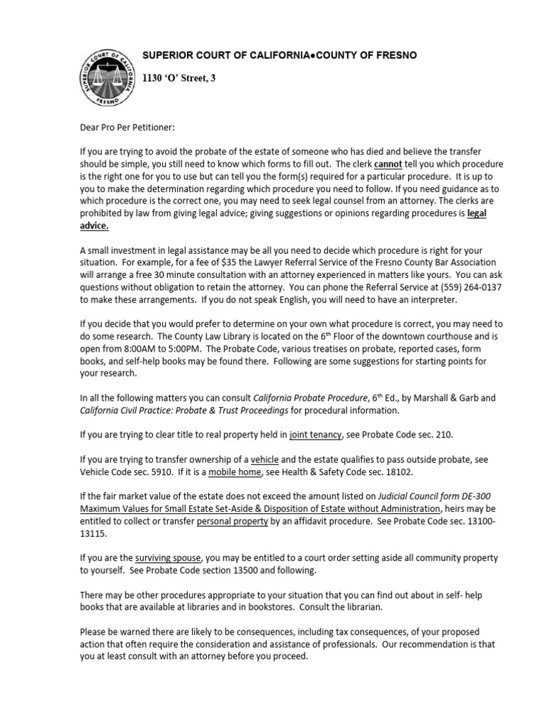 pro-estate-letter | PDF | Probate | Lawyer