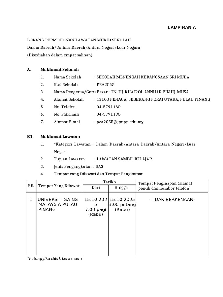 Borang Lawatan U | PDF