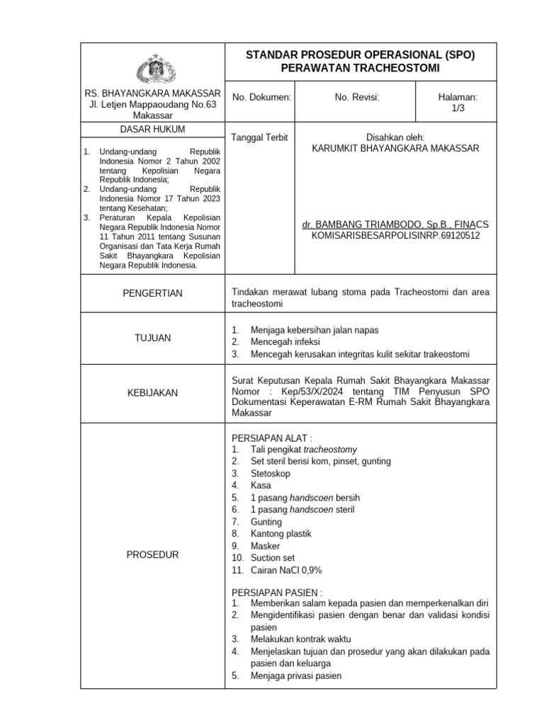 Spo Perawatan Tracheostomi Fix | PDF