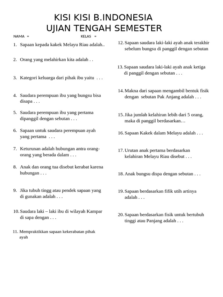 Soal Ke Anak Bmr Kls 2 | PDF