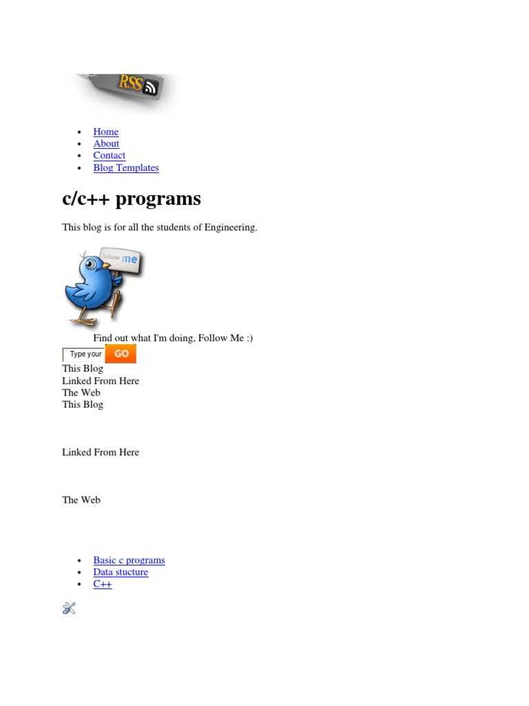 C/C++ Programs: Home About Contact Blog Templates | Download Free PDF ...