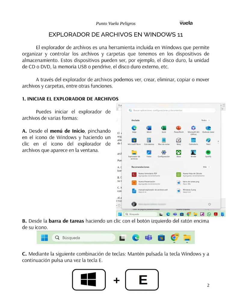 Iniciar y Areas Explorador de Archivos W11 | PDF