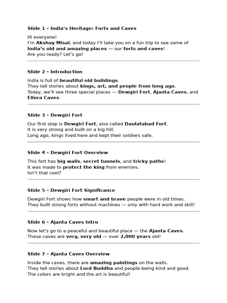 Forts and Caves Presentation Speech | PDF | Indian Religions | Indian ...