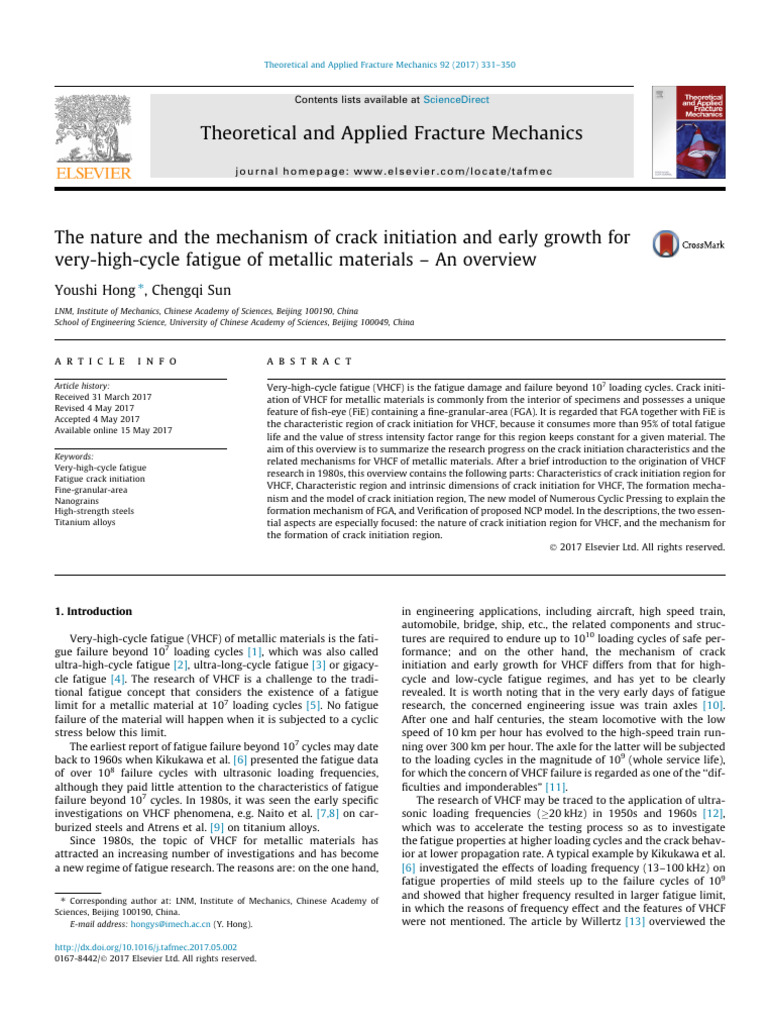 VHCF Crack Initiation Mechanisms Overview | PDF | Fatigue (Material ...
