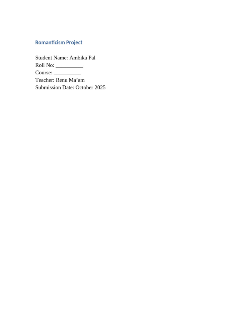 Romanticism Assignment Final | PDF | Romanticism | William Wordsworth