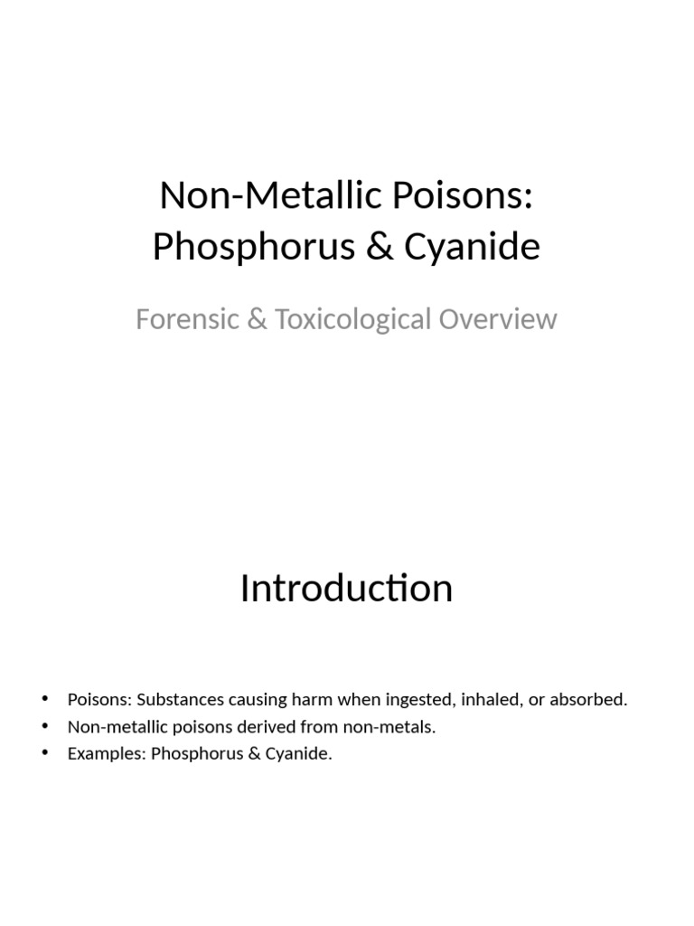Non Metallic Poisons Phosphorus Cyanide | PDF